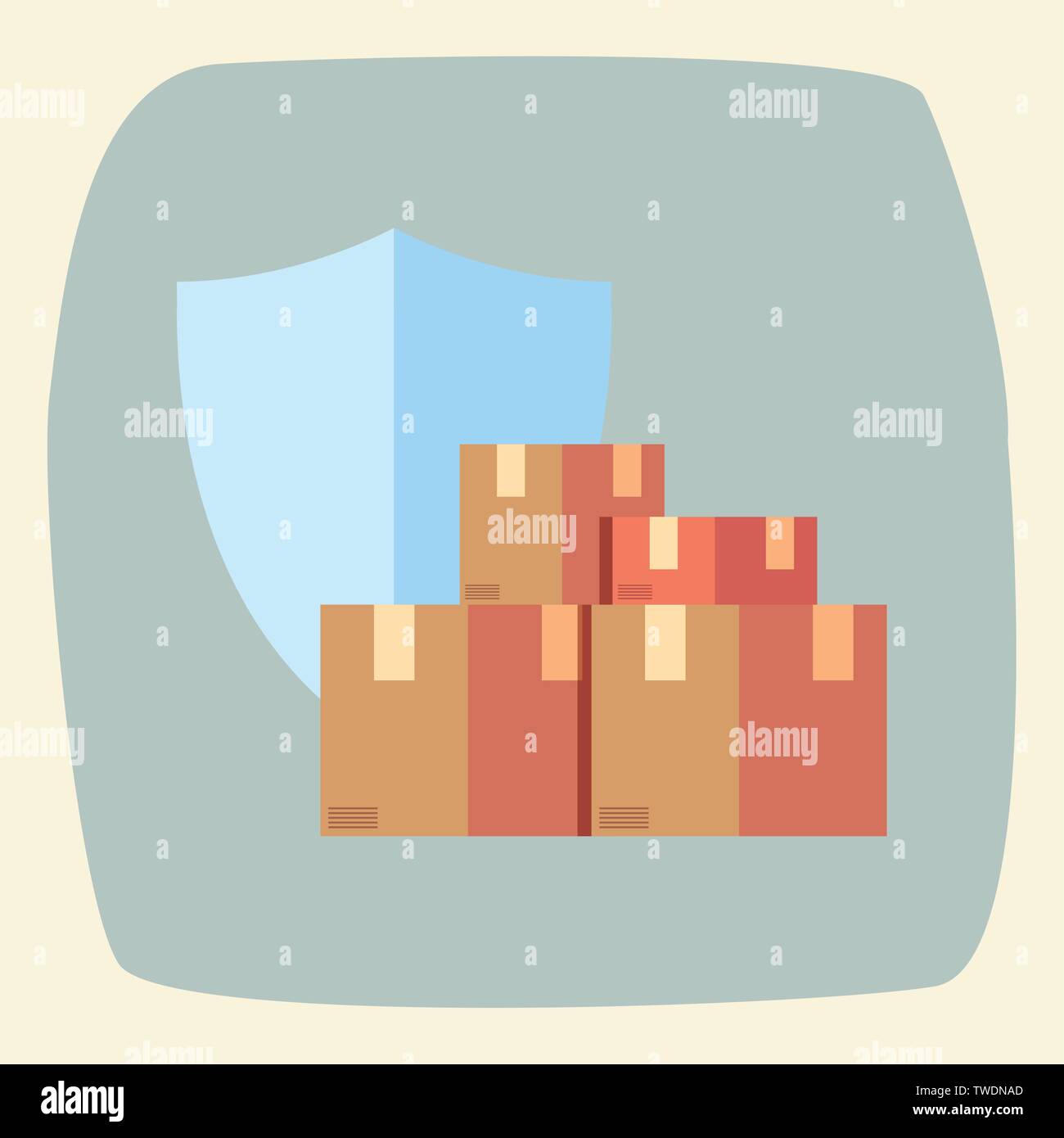 cardboard boxes stacked shield fast delivery vector illustration Stock ...