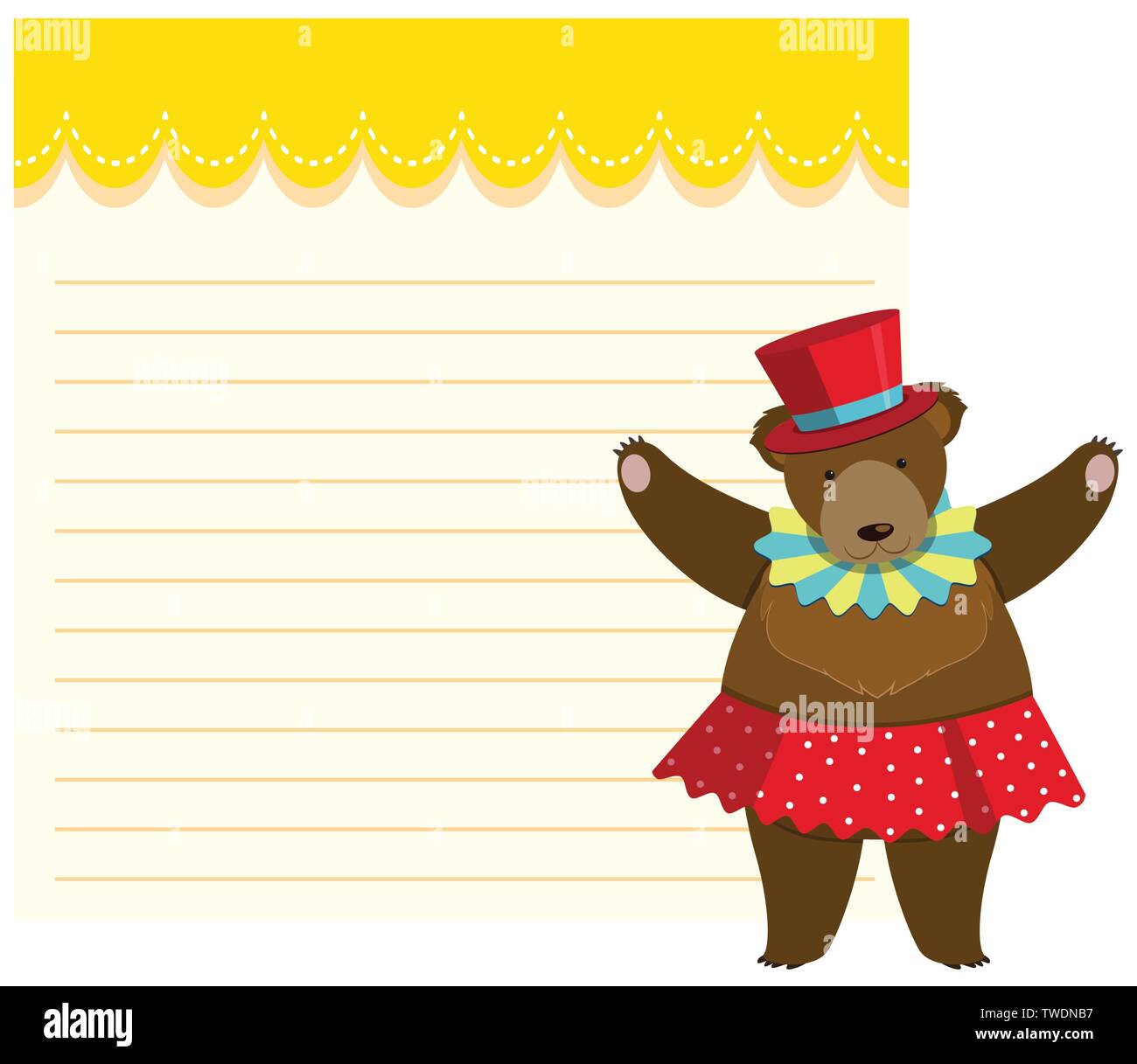 Cute bear on note template illustration Stock Vector Image & Art - Alamy