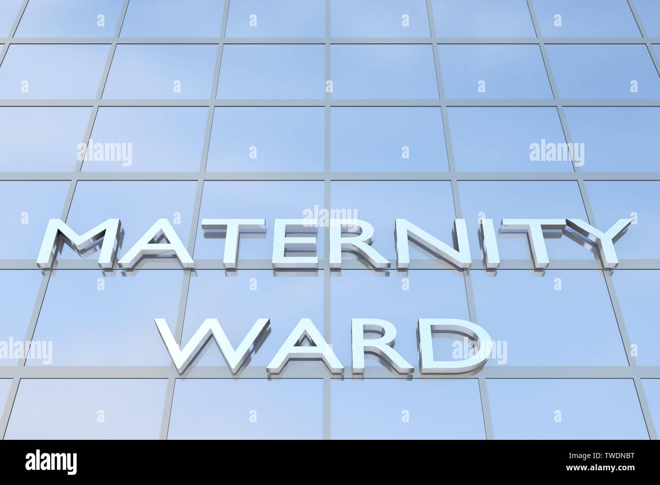 3D illustration of a building with the script MATERNITY WARD Stock ...