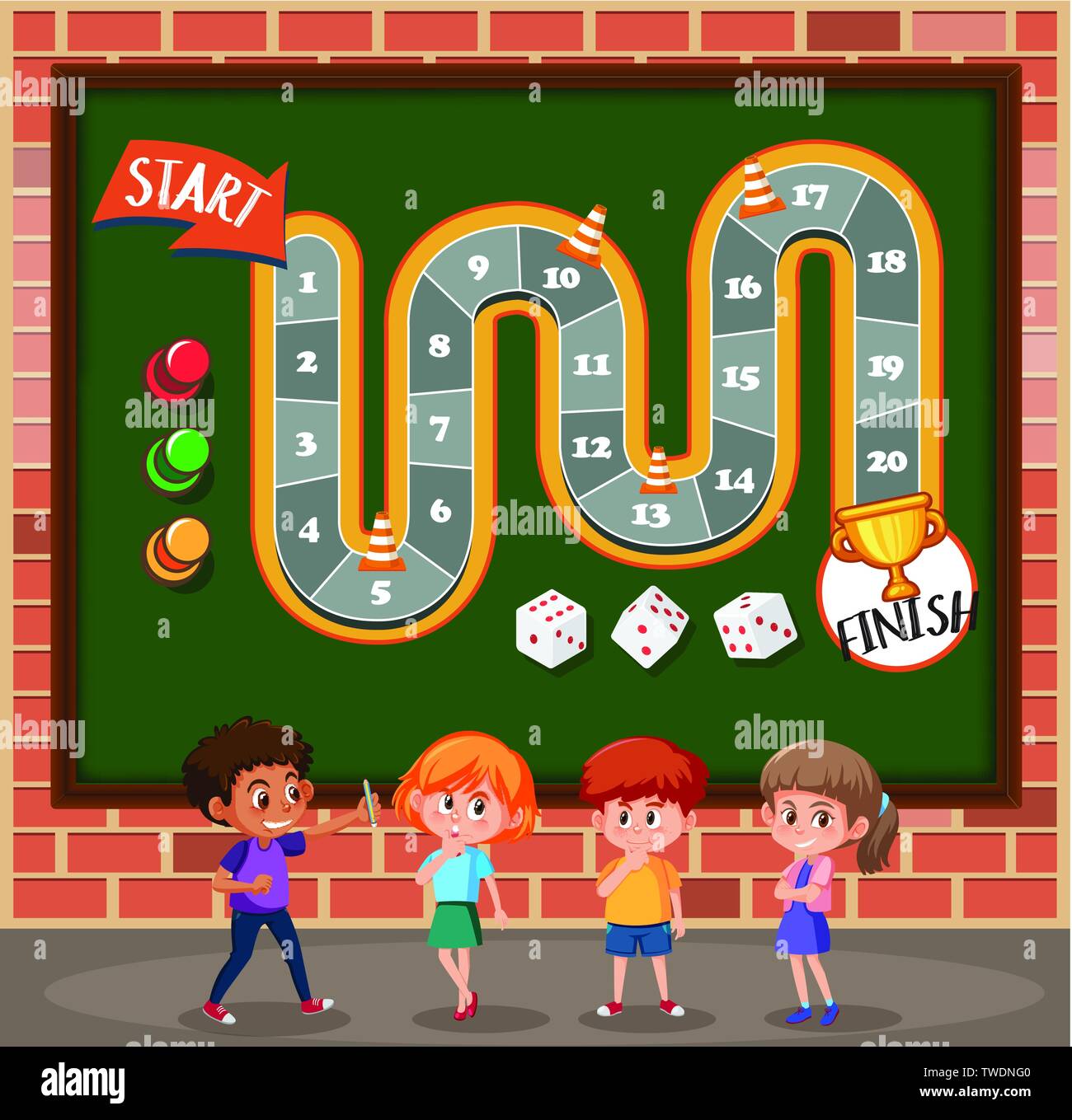 Children on boardgame template illustration Stock Vector Image & Art ...