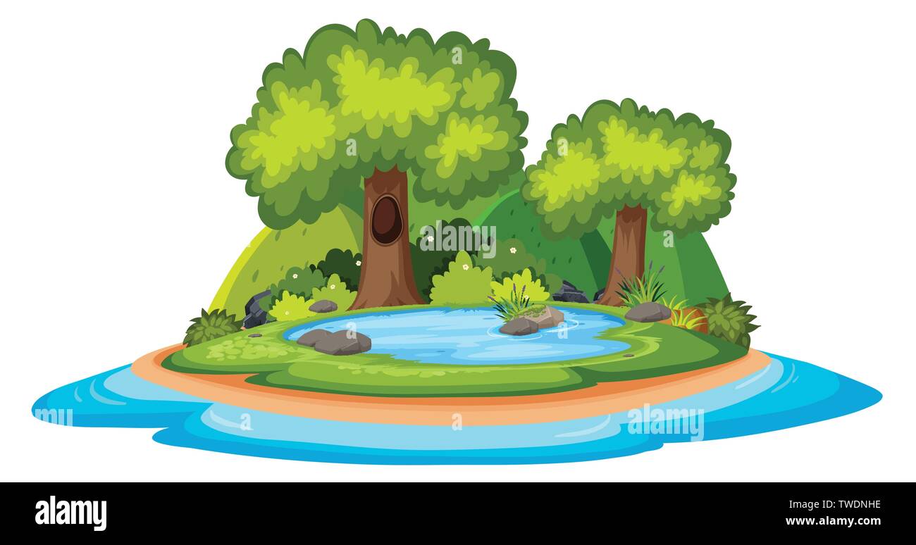Isolated nature island on white background illustration Stock Vector ...