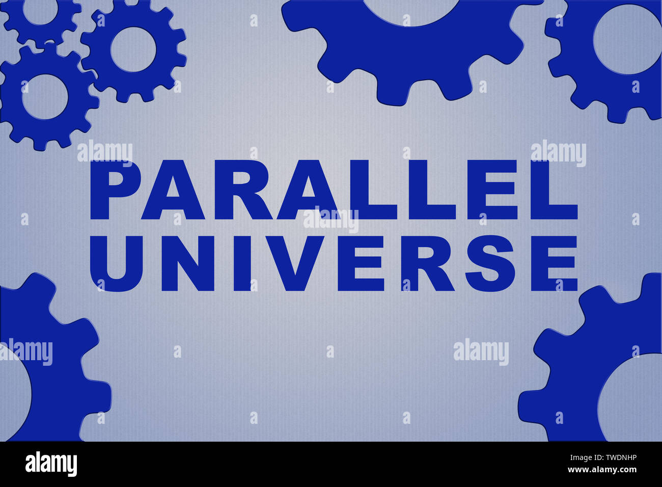 PARALLEL UNIVERSE sign concept illustration with green gear wheel ...