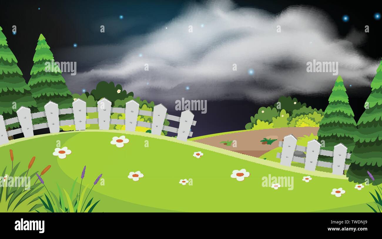 A simple park scene at night illustration Stock Vector Image & Art - Alamy