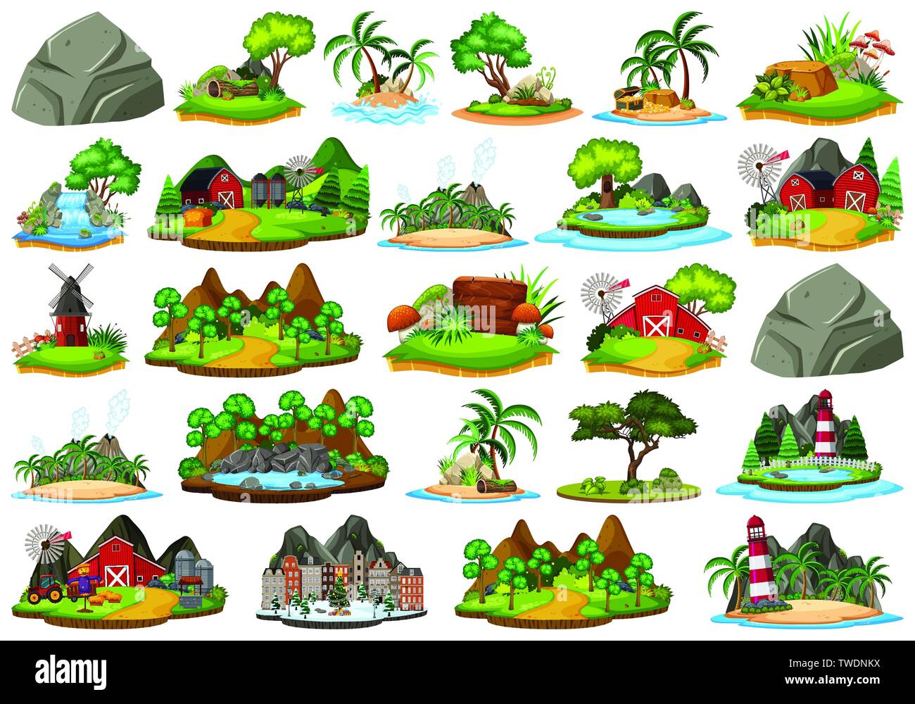 Set of isolated nature island illustration Stock Vector Image & Art - Alamy