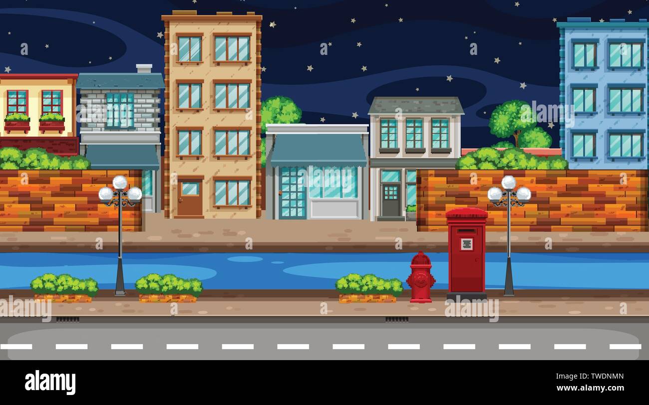 A night urban scene illustration Stock Vector Image & Art - Alamy