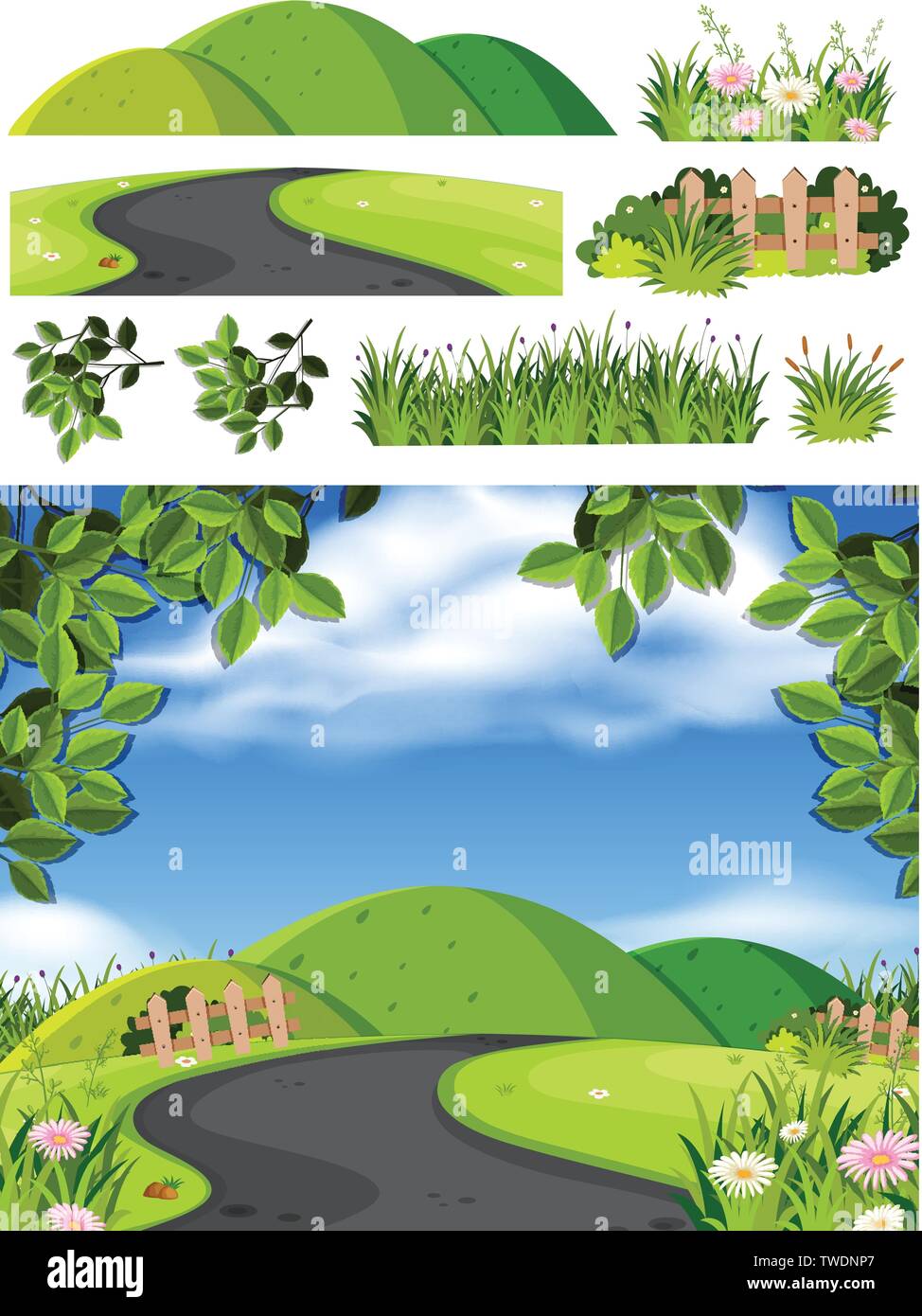 Set of nature element illustration Stock Vector Image & Art - Alamy