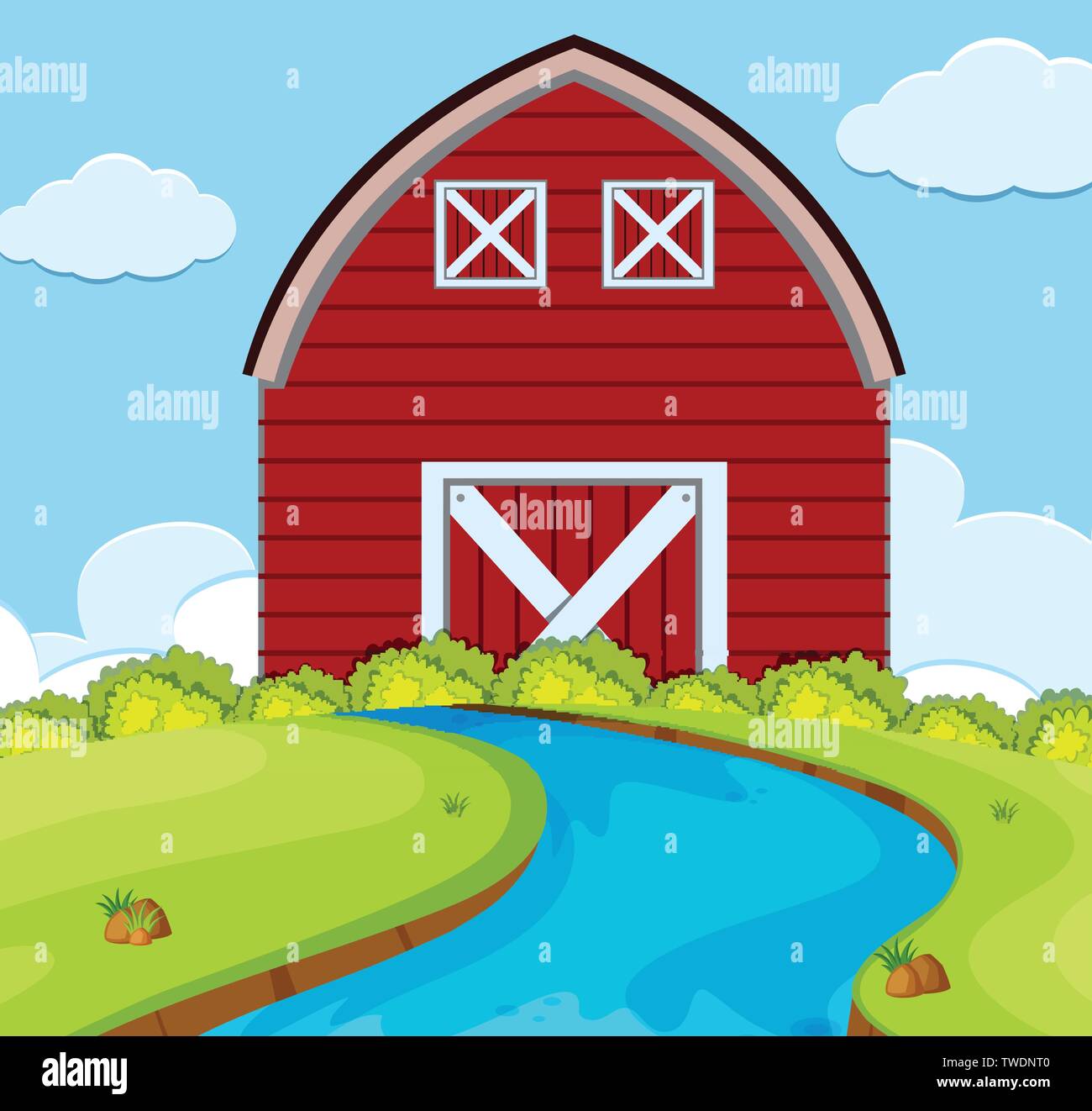 A simple rural house scene illustration Stock Vector Image & Art - Alamy