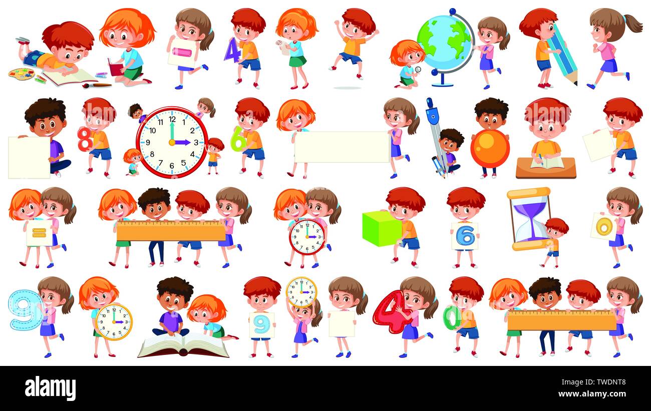Set of math kids illustration Stock Vector Image & Art - Alamy
