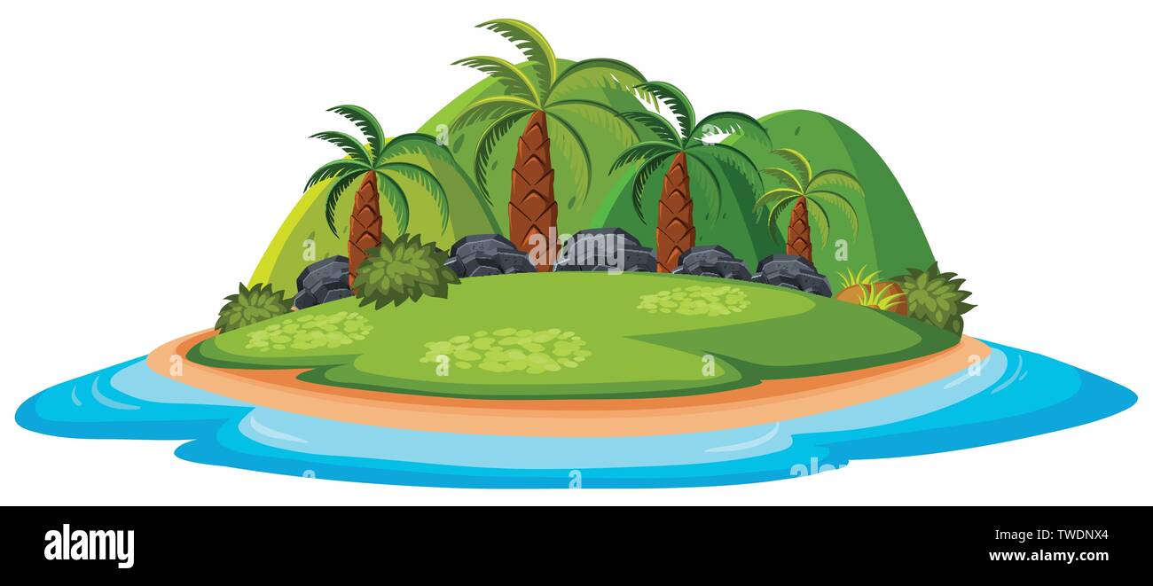 Isolated nature island landscape illustration Stock Vector Image & Art ...
