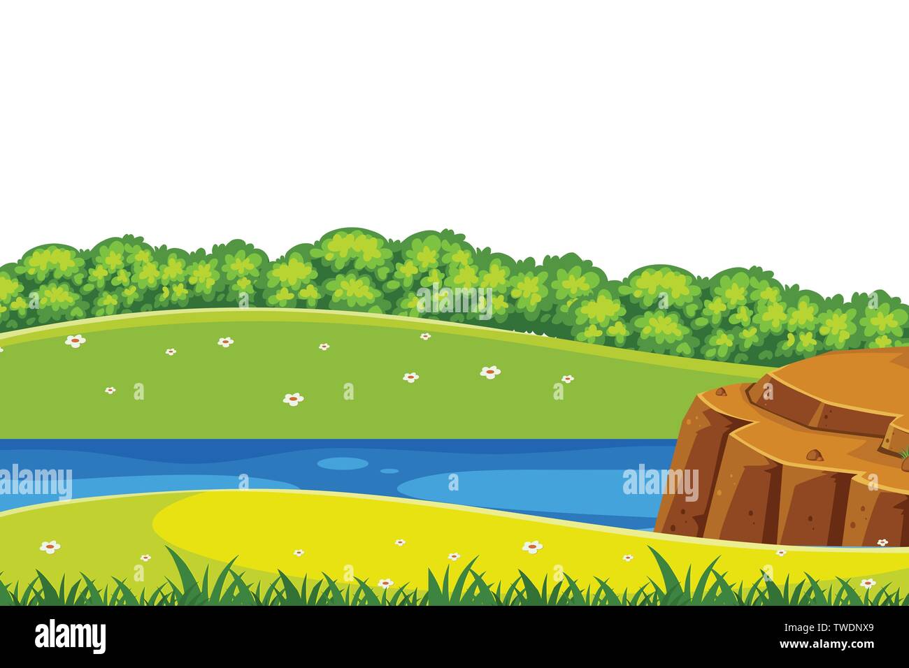 A flat nature landscape illustration Stock Vector Image & Art - Alamy