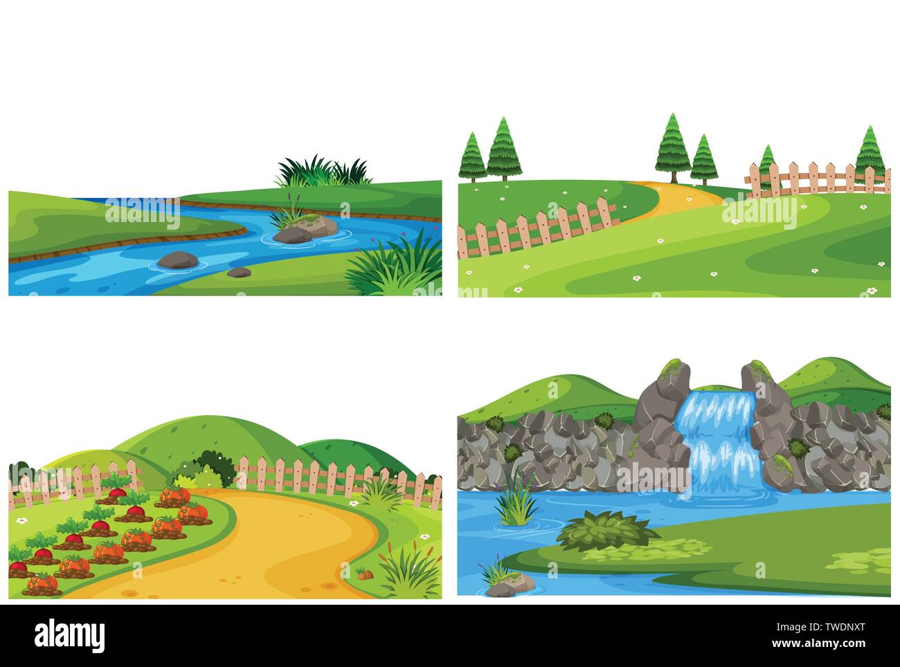Set of nature outdoor landscape illustration Stock Vector Image & Art ...