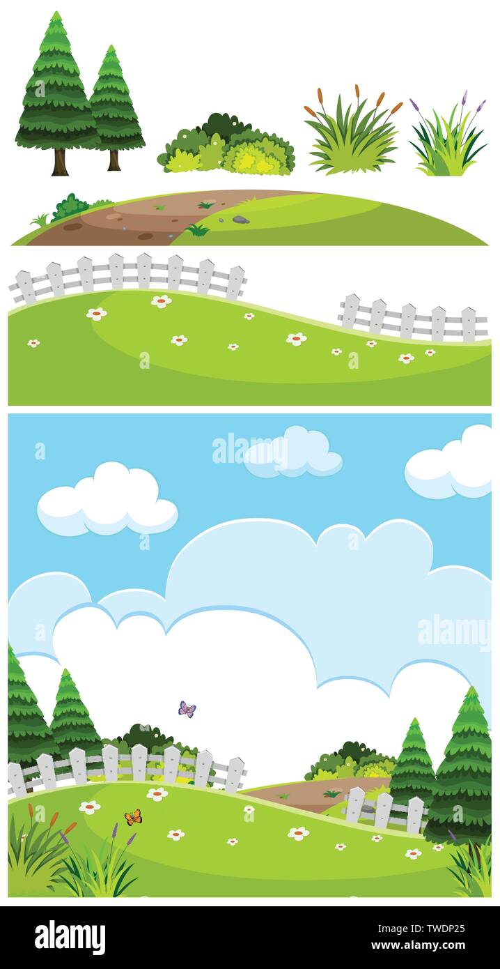 Set of nature landscape illustration Stock Vector Image & Art - Alamy