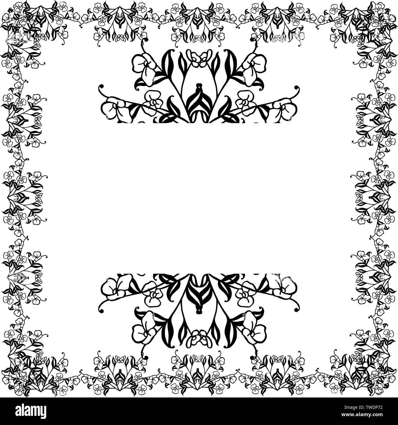 Vector illustration various pattern flower frame for shape of card hand ...