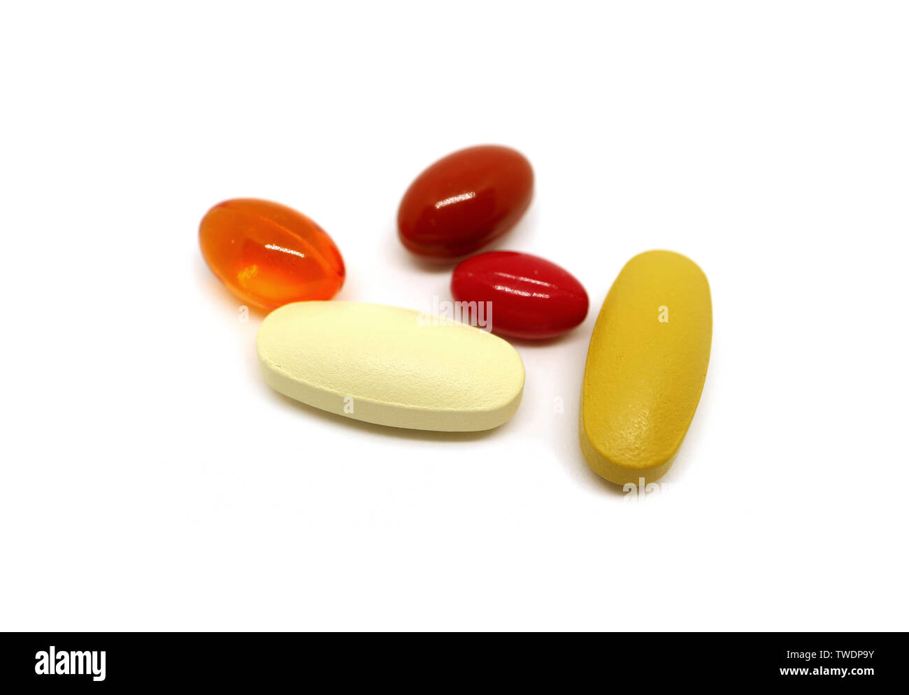 Assorted Supplement Pills Isolated on White Background Stock Photo - Alamy
