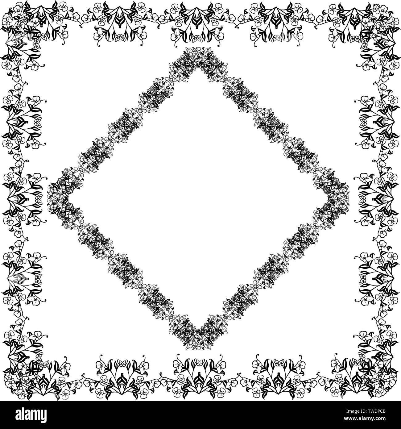 Vector illustration various pattern flower frame for shape of card hand ...