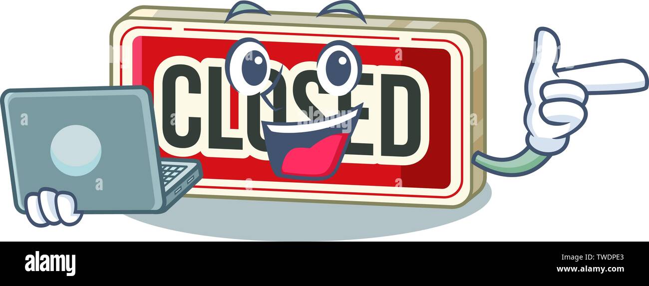 With laptop closed sign isolated with the mascot Stock Vector Image ...