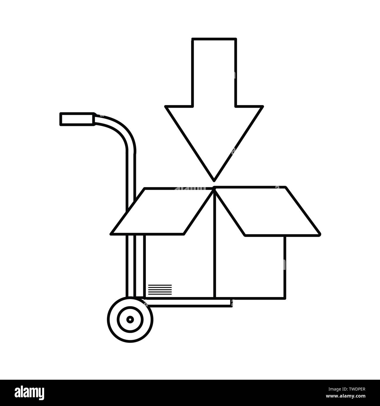 handcart with cardboard boxes fast delivery vector illustration Stock ...