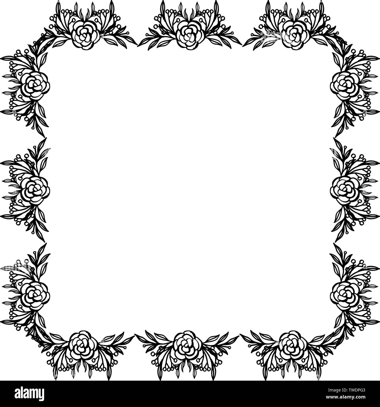 Vector illustration decoration shape of card with drawing flower frame ...