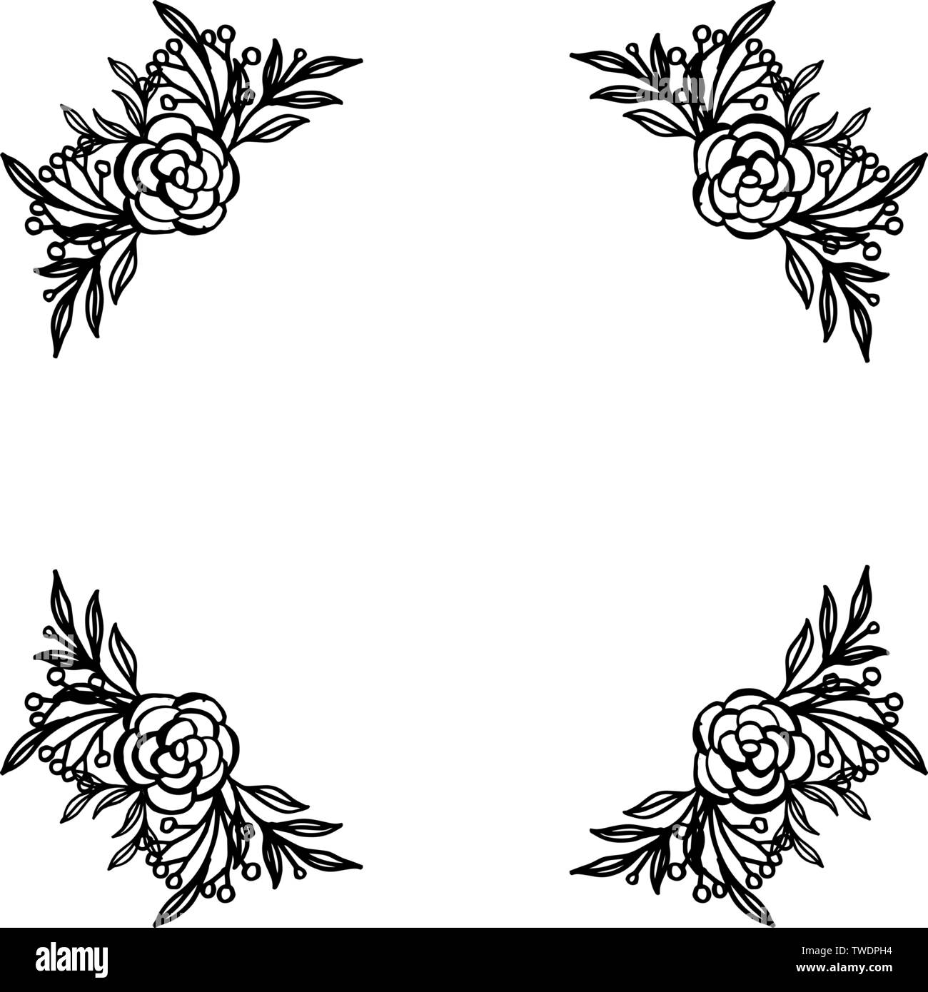 Vector illustration decoration shape of card with drawing flower frame ...