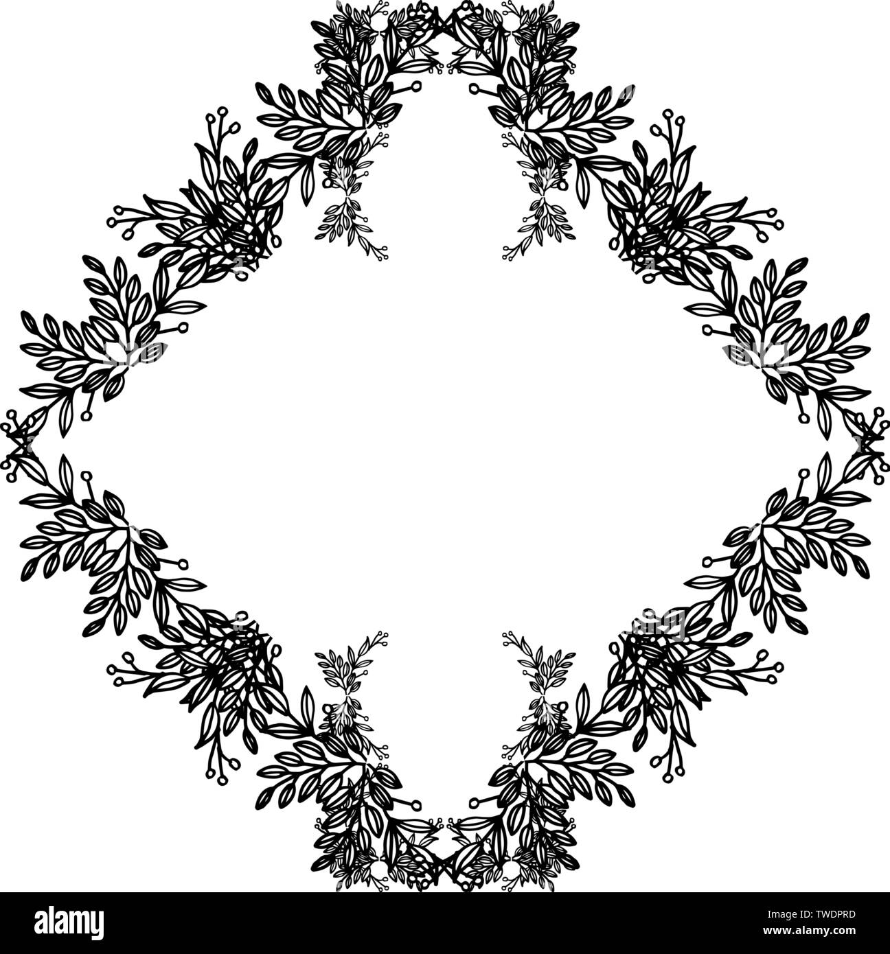 Vector illustration shape of card with design flower frame hand drawn ...