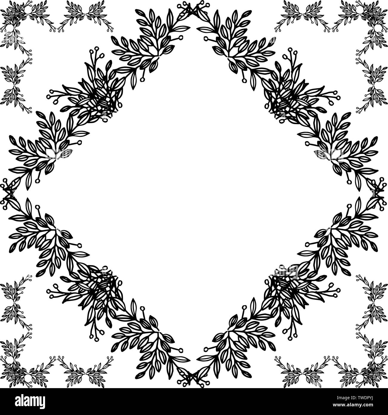 Vector illustration shape of card with design flower frame hand drawn ...