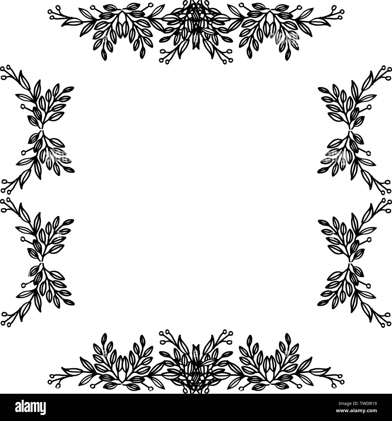 Vector illustration shape of card with design flower frame hand drawn ...