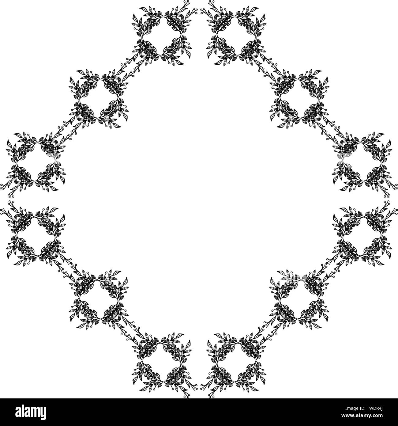 Vector illustration shape of card with design flower frame hand drawn ...