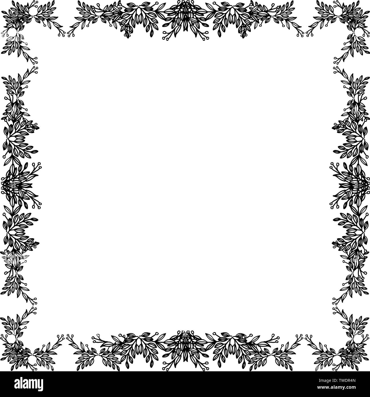 Vector illustration shape of card with design flower frame hand drawn ...