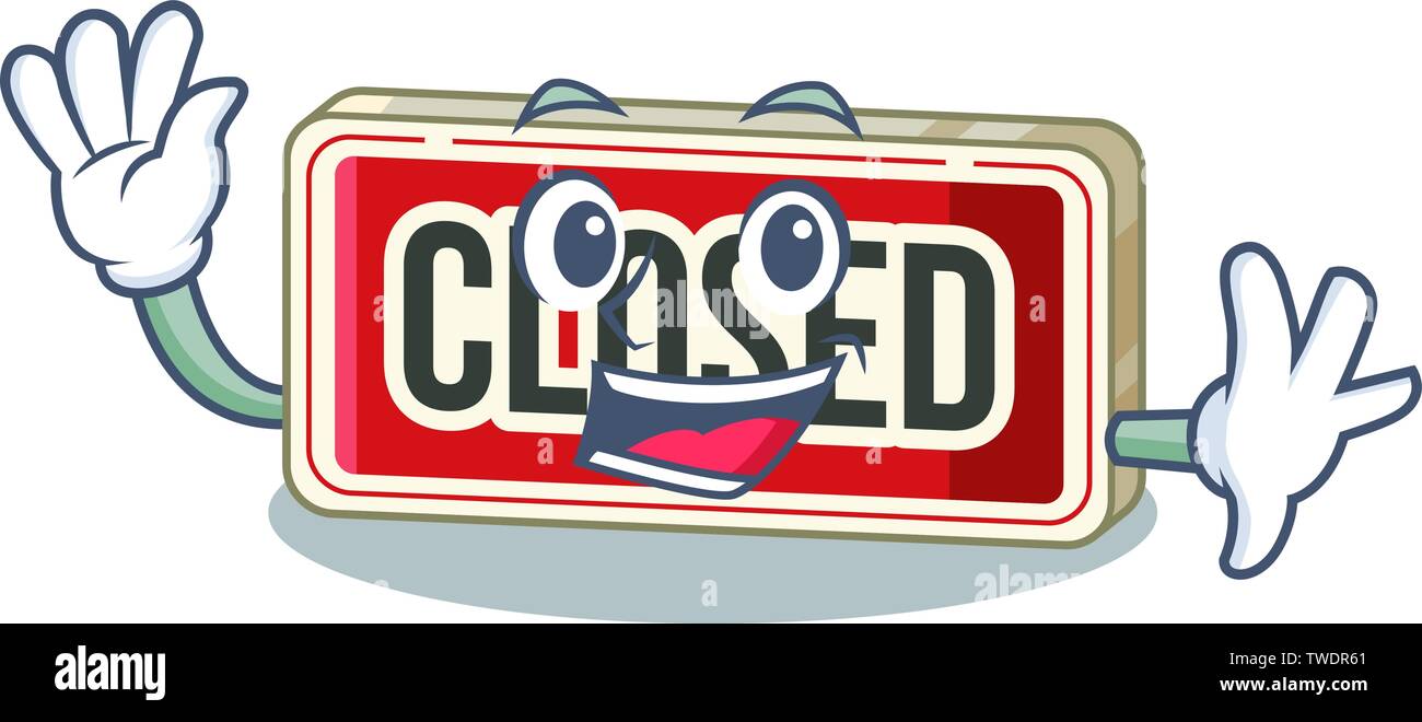 Waving closed sign in the character shape Stock Vector Image & Art - Alamy