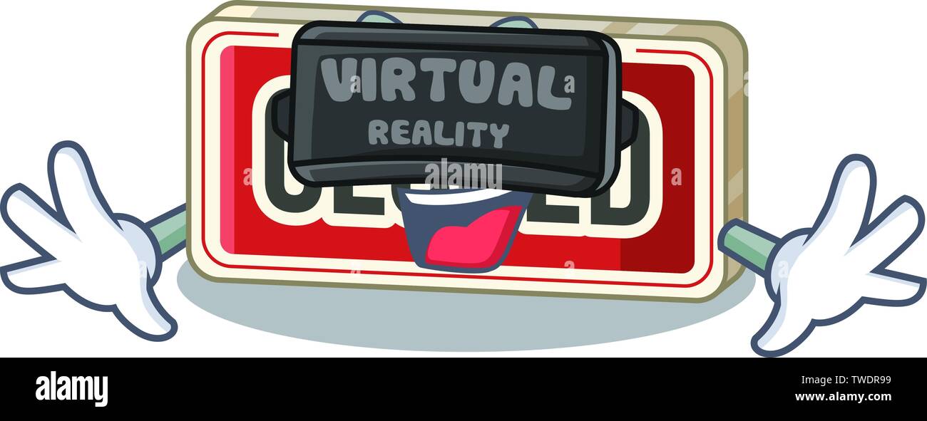 Virtual reality closed sign attached to cartoon door Stock Vector Image ...