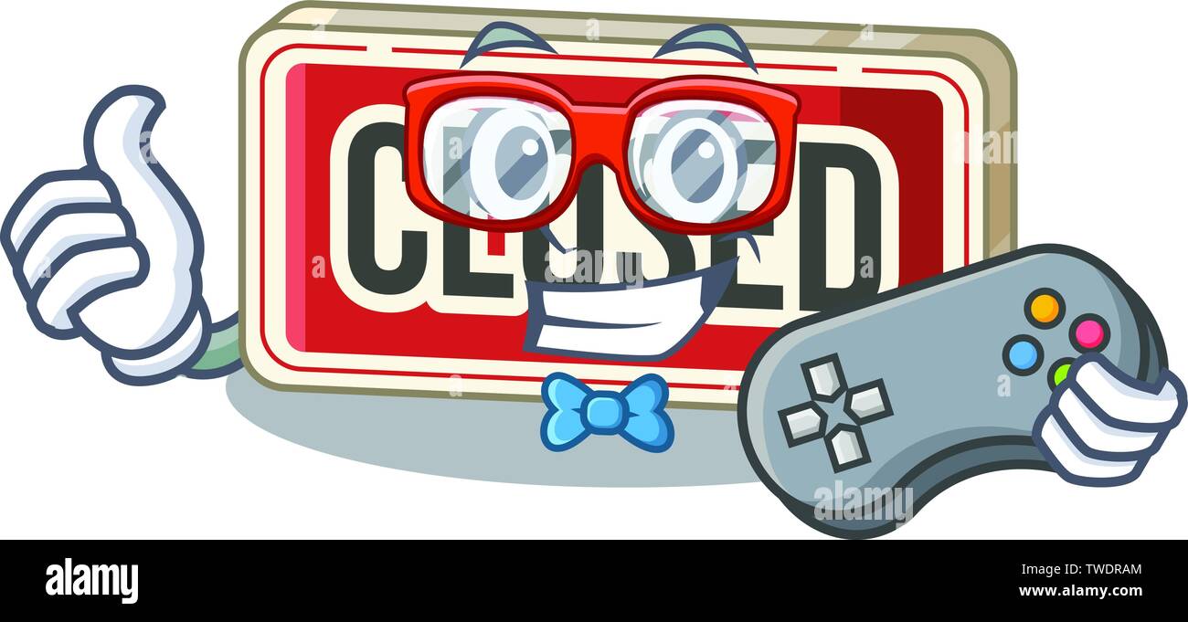 Gamer closed sign attached to cartoon door Stock Vector Image & Art - Alamy