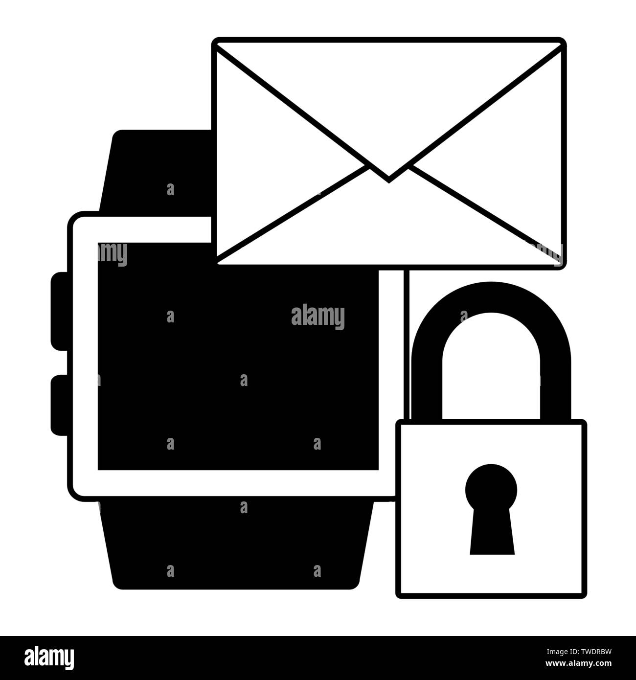 smart watch email security wifi free connection vector illustration ...