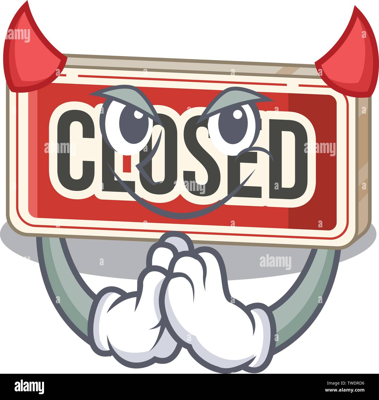 Devil closed sign attached to cartoon door Stock Vector Image & Art - Alamy