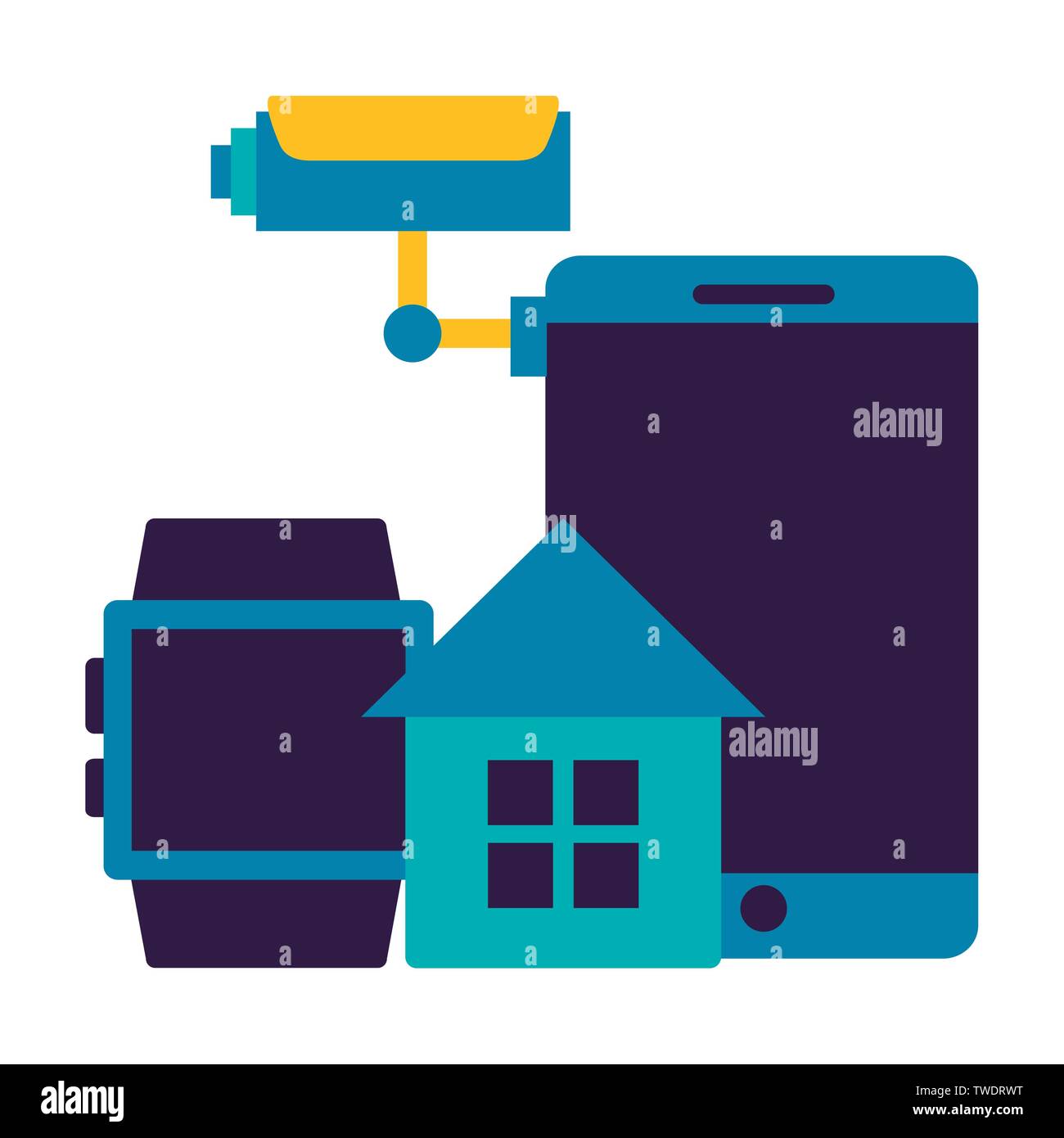 smartphone smart watch house wifi free connection vector illustration ...
