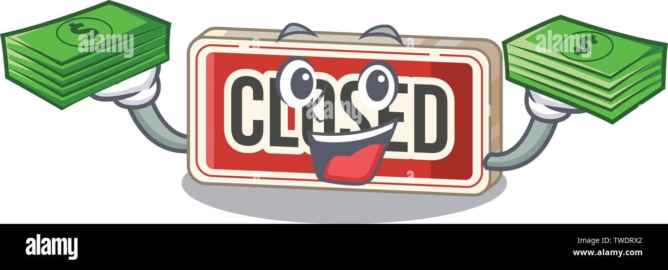 With money bag closed sign attached to cartoon door Stock Vector Image ...