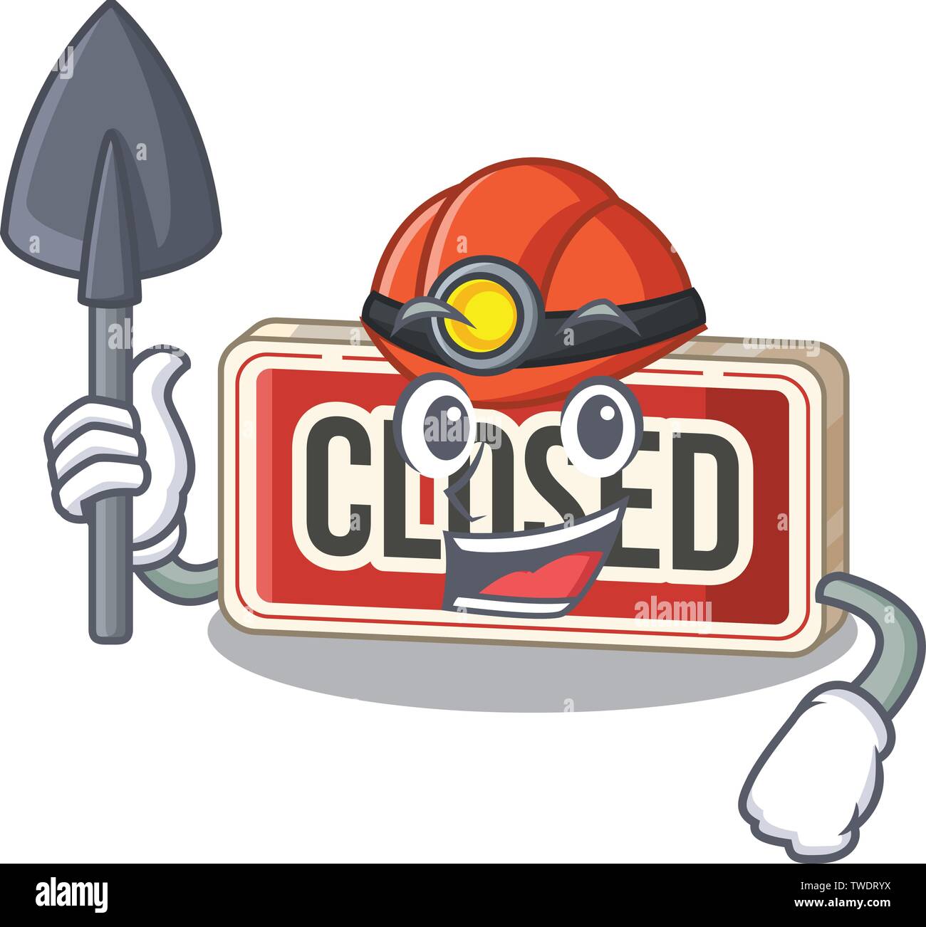 Miner closed sign attached to cartoon door Stock Vector Image & Art - Alamy