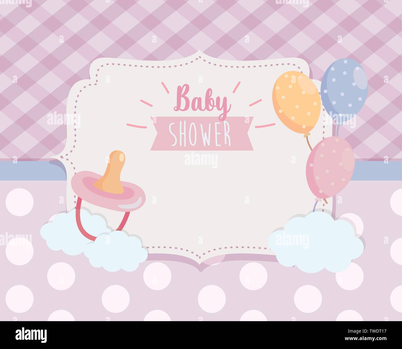 label of pacifier with balloons and ribbon decoration to baby shower ...