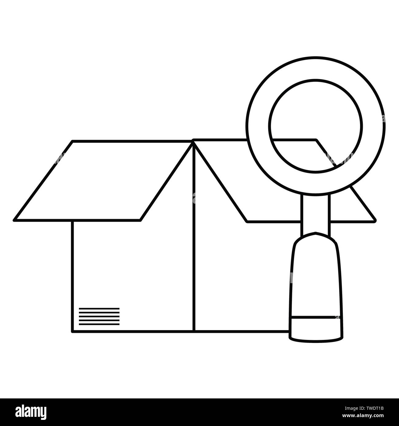 cardboard box magnifiying glass icon vector illustration Stock Vector ...