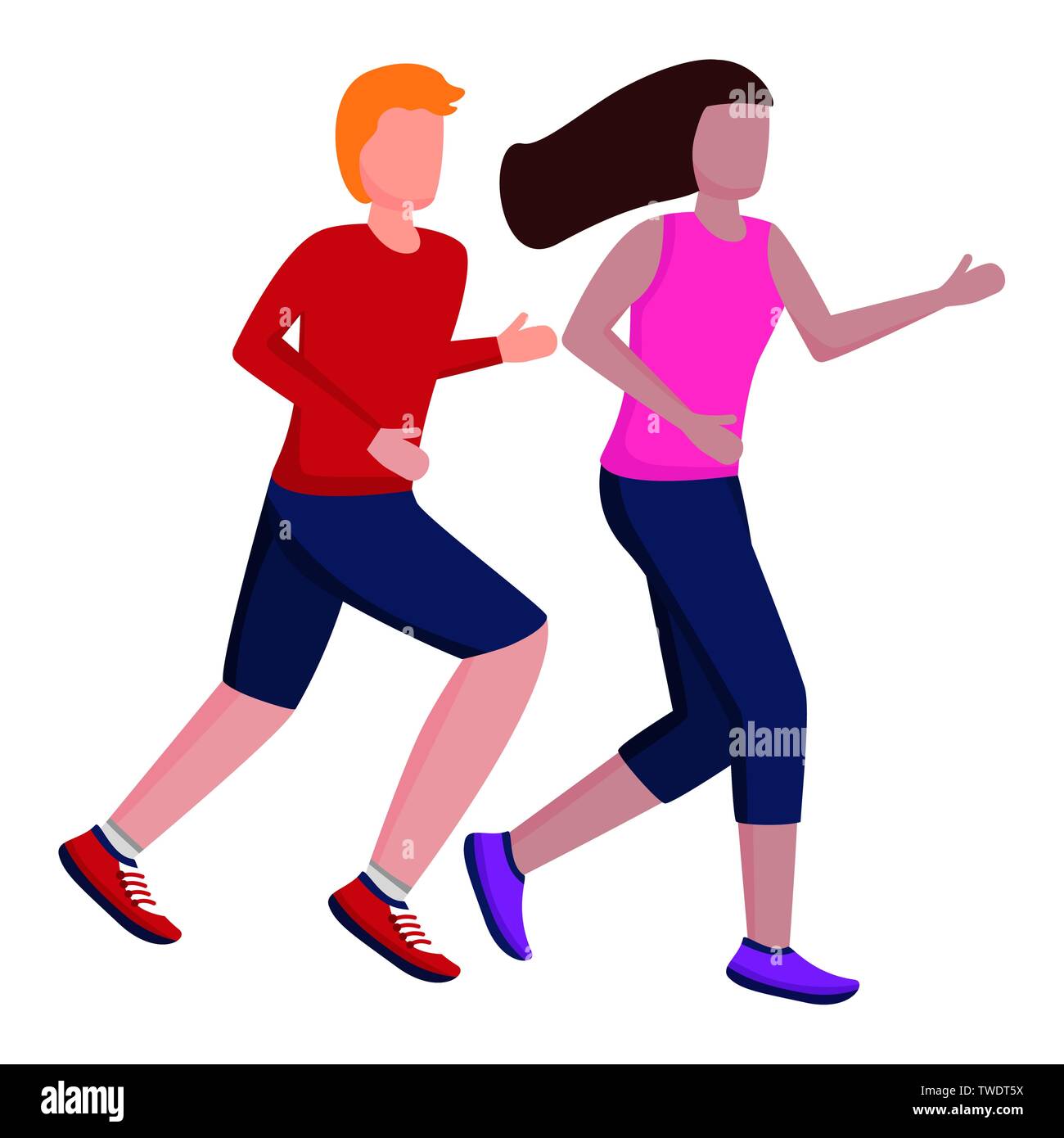 couple characters running activity on white background vector ...
