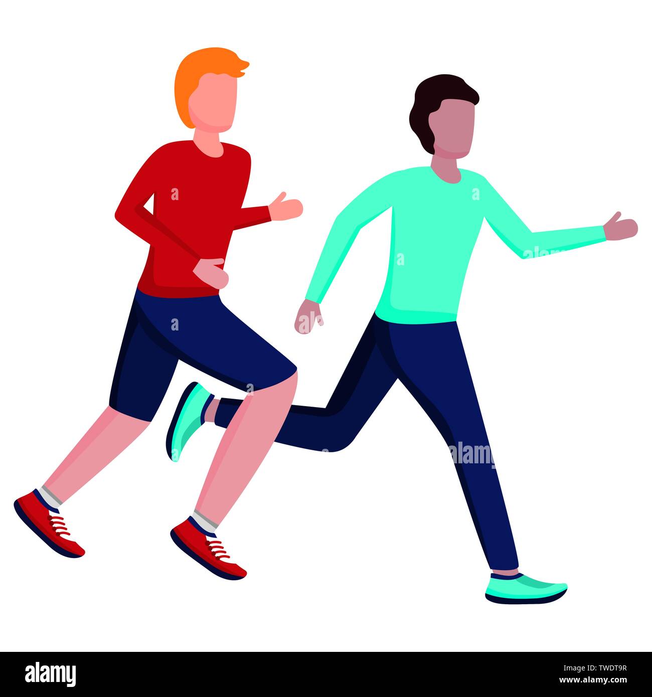 two men practicing running activity vector illustration Stock Vector ...