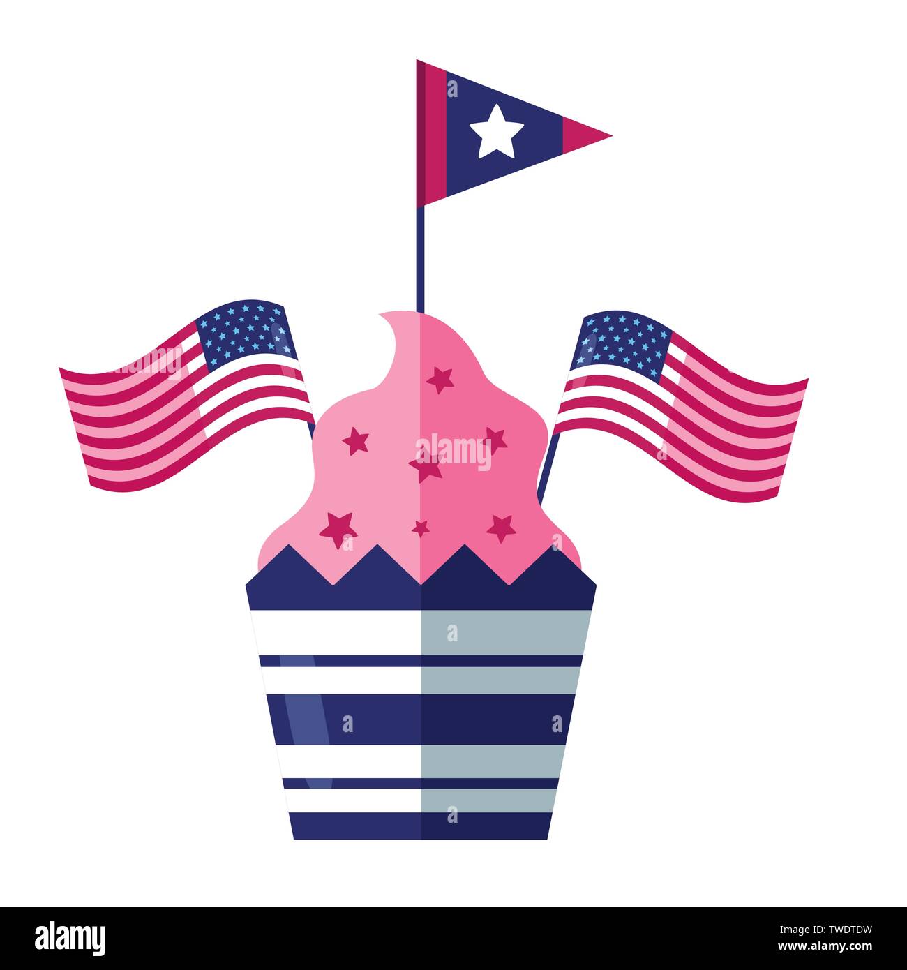 cupcake flag stars american happy independence day vector illustration ...