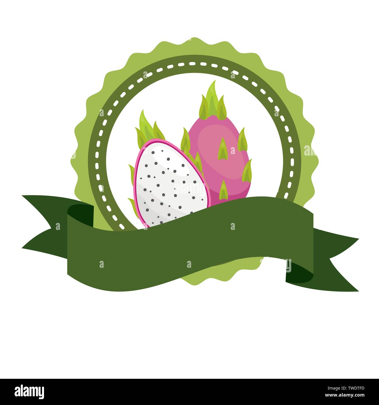 grape fruit tropical fruits badge ribbon vector illustration Stock ...