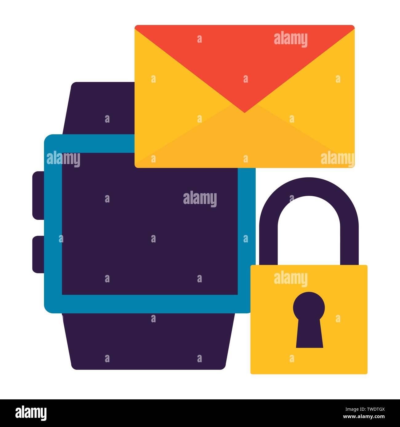 smart watch email security wifi free connection vector illustration ...