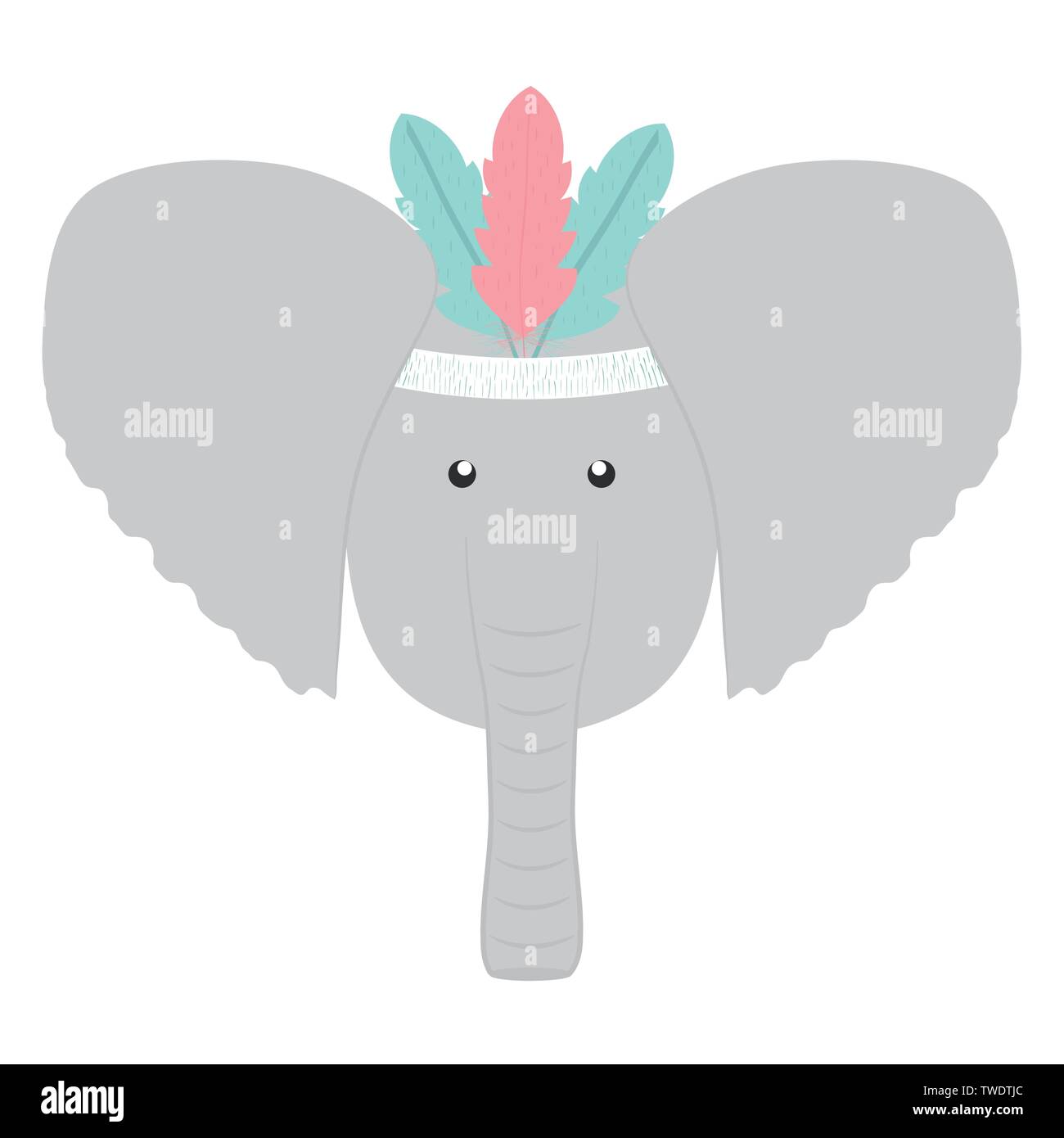 elephant with feathers hat bohemian style vector illustration design ...