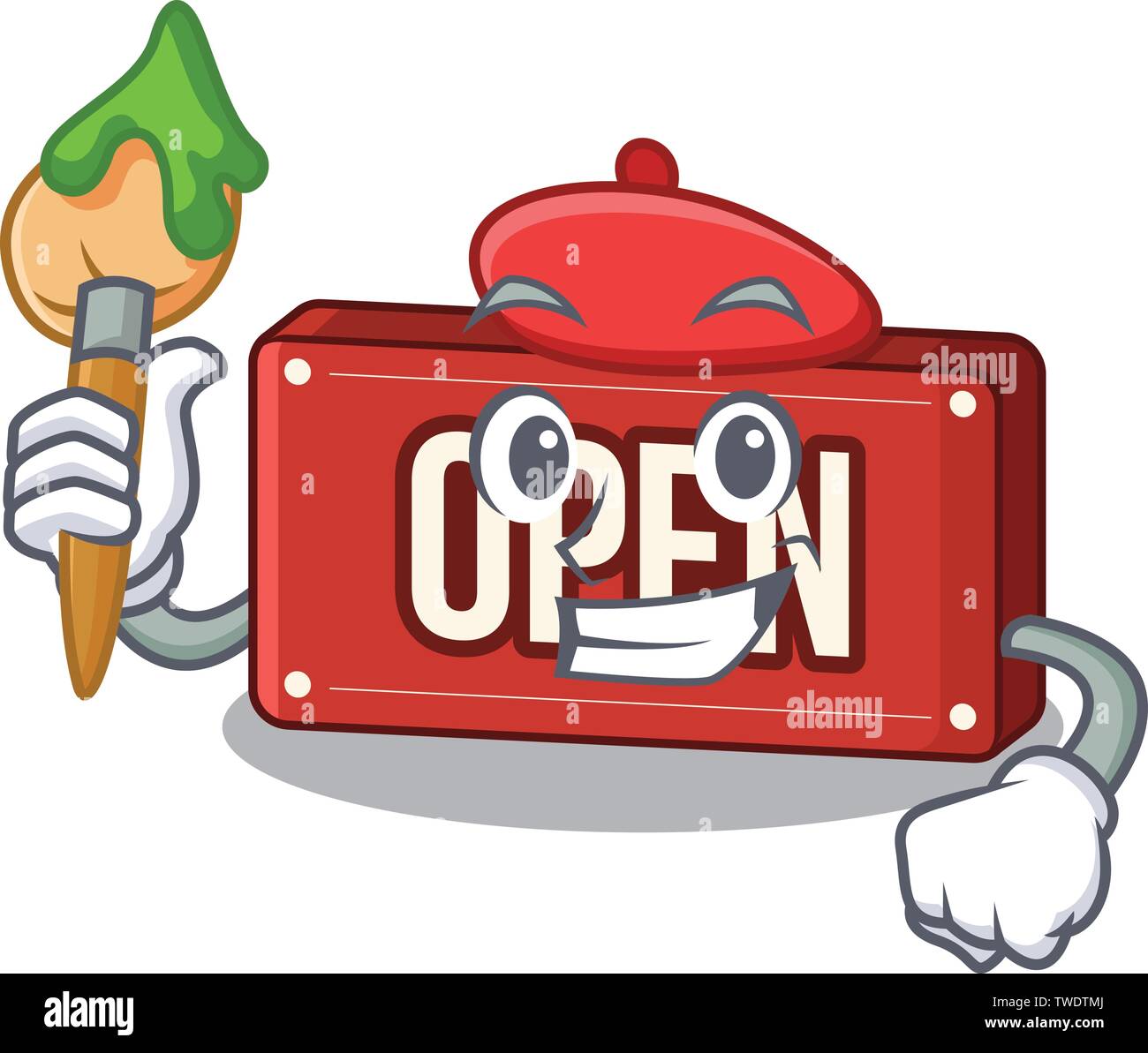 Artist open sign in the mascot shape Stock Vector Image & Art - Alamy