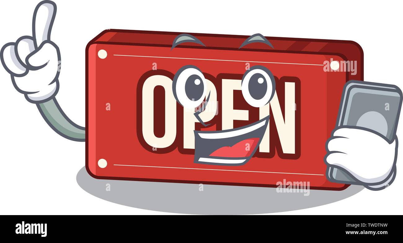 With phone open sign in the mascot shape Stock Vector Image & Art - Alamy