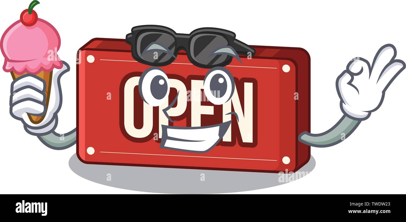 With ice cream open sign isolated in the cartoon Stock Vector Image ...