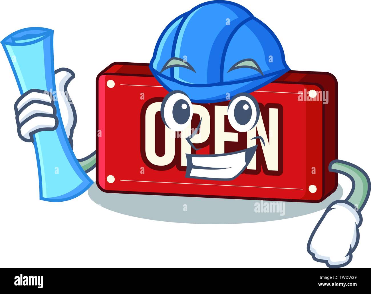 Architect open sign isolated in the cartoon Stock Vector Image & Art ...