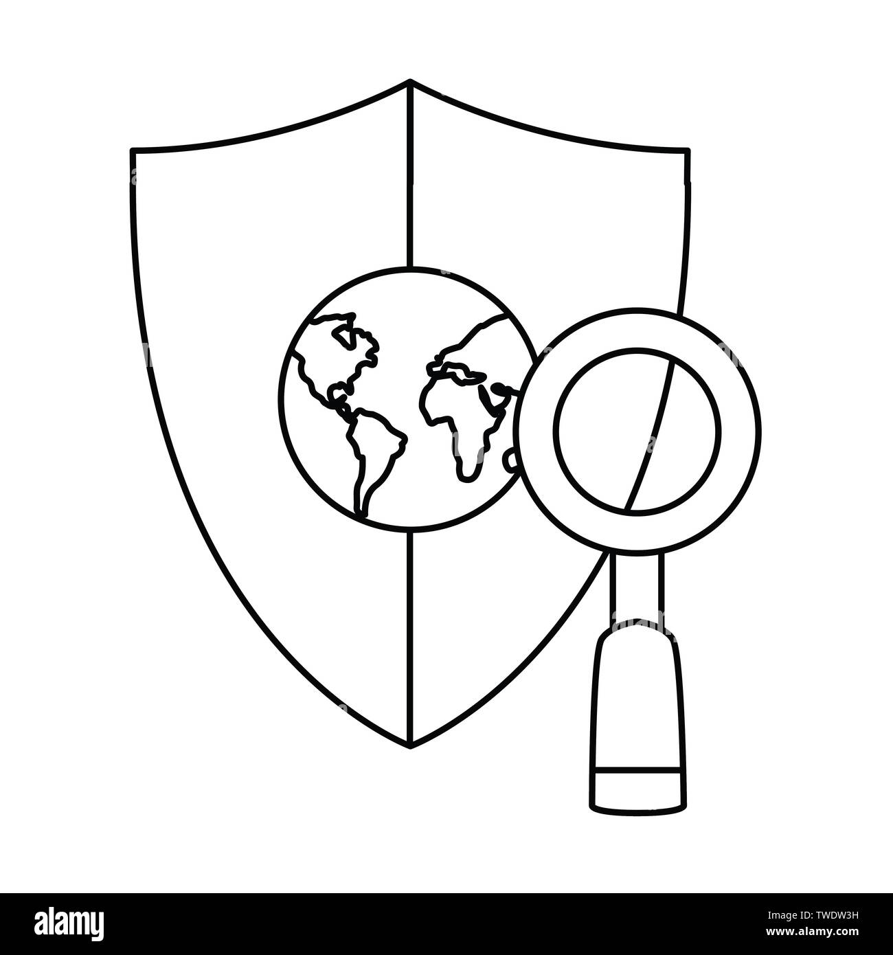 world shield protection magnifying glass image vector illustration ...