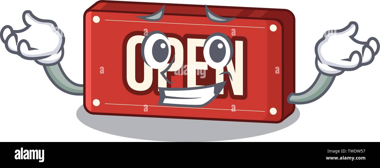Grinning open sign isolated in the cartoon Stock Vector Image & Art - Alamy